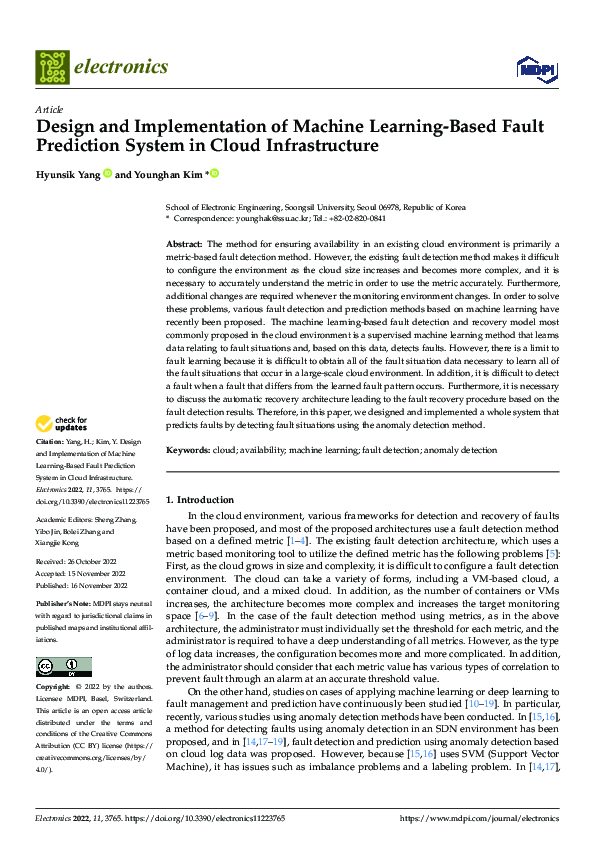 Pdf Design And Implementation Of Machine Learning Based Fault Prediction System In Cloud