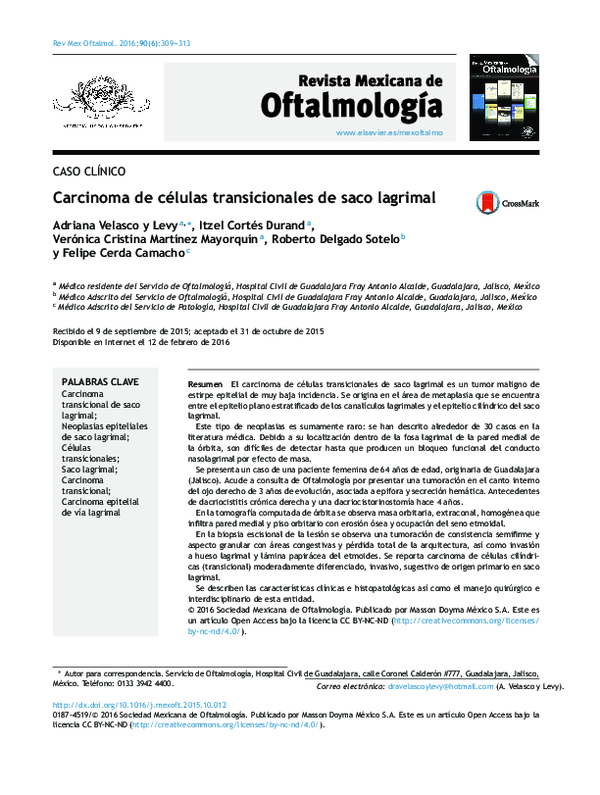 (PDF) Carcinoma de células transicionales de saco lagrimal