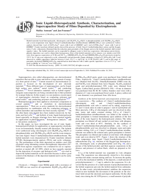 (PDF) Ionic Liquid Heteropolyacid: Synthesis, Characterization, and ...