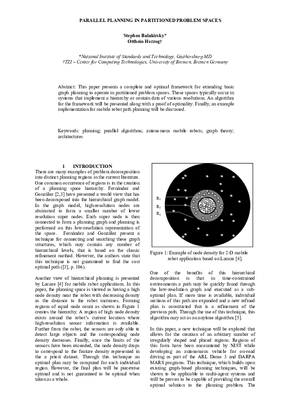 Pdf Parallel Planning In Partitioned Problem Spaces