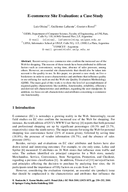 (PDF) E-commerce Site Evaluation: a Case Study