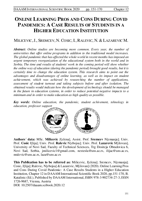 (PDF) Online Learning Pros and Cons During Covid Pandemic: A Case ...