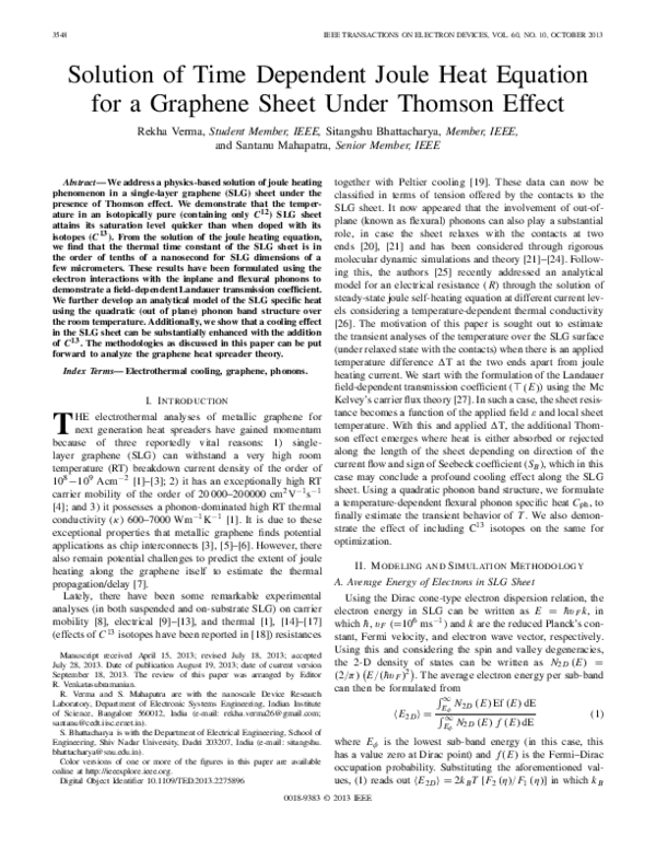 (PDF) Solution of Time Dependent Joule Heat Equation for a Graphene ...