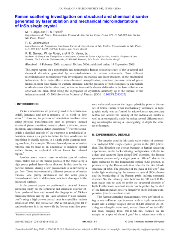 (PDF) Raman scattering investigation on structural and chemical ...