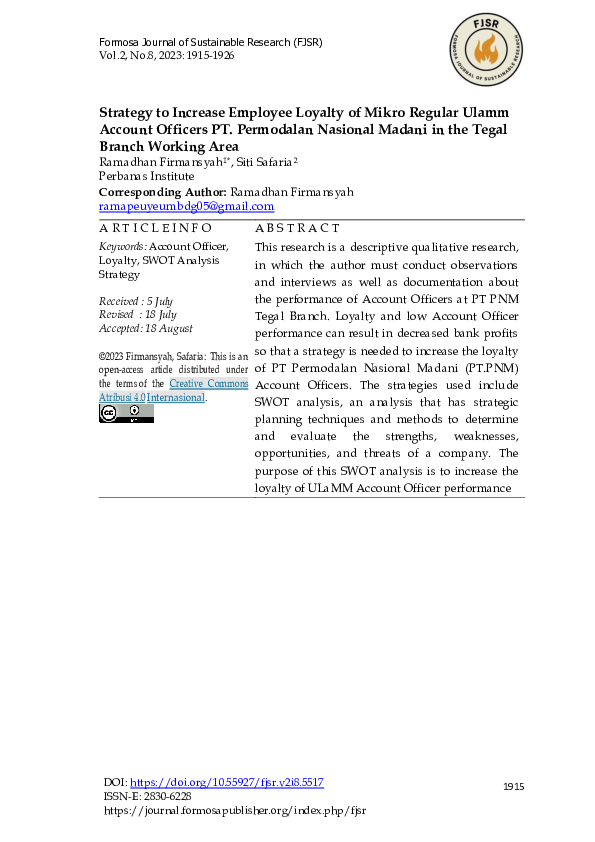 (PDF) Strategy to Increase Employee Loyalty of Mikro Regular Ulamm ...