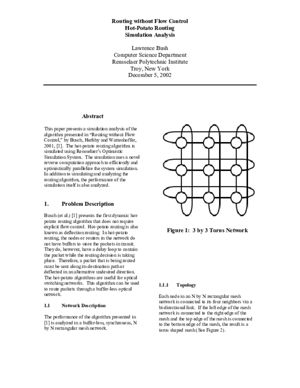 (PDF) Routing without Flow Control Hot-Potato Routing Simulation Analysis