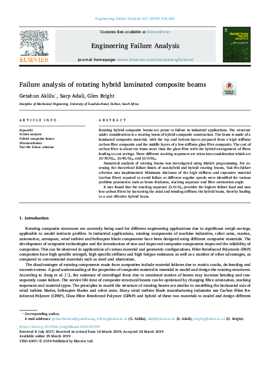 Failure analysis of rotating hybrid laminated composite beams