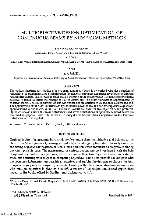 (PDF) Multiobjective Design Optimization of Continuous Beams by ... (PDF) Multiobjective Design Optimization of Continuous Beams by ...