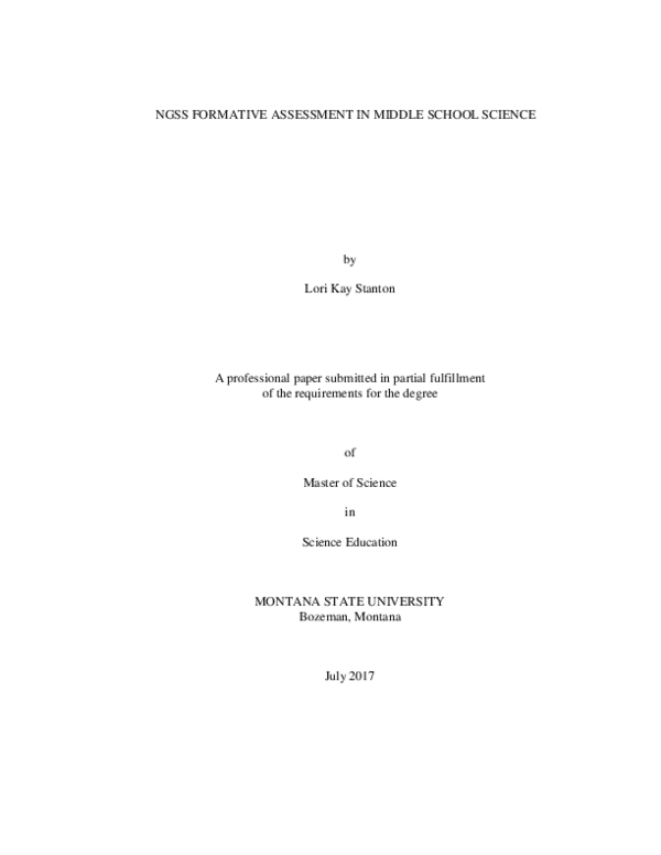 (PDF) NGSS formative assessment in middle school science