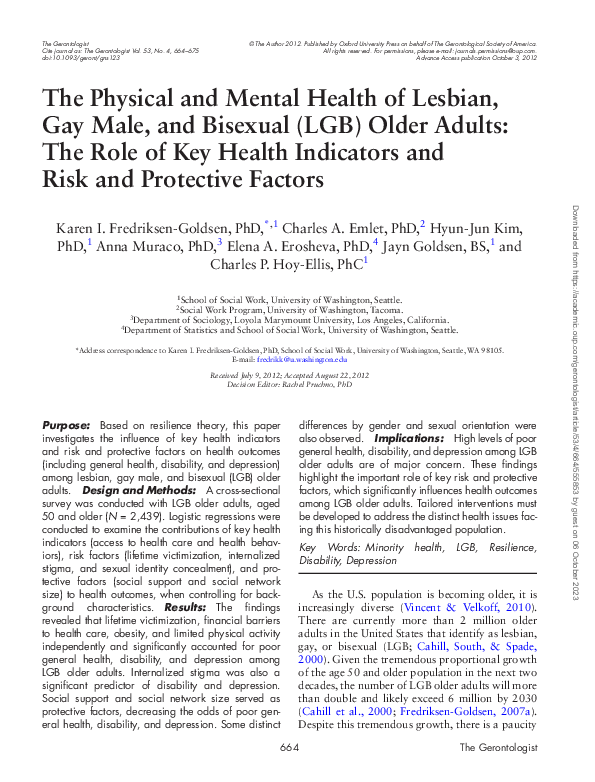 (PDF) The Physical and Mental Health of Lesbian, Gay Male, and Bisexual ...