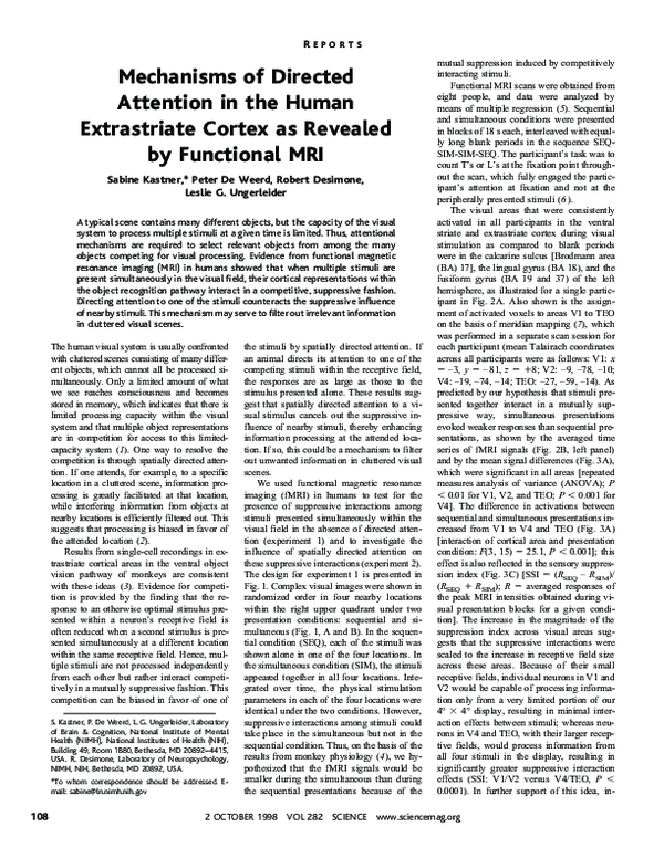 (PDF) Mechanisms of Directed Attention in the Human Extrastriate Cortex as Revealed by ...