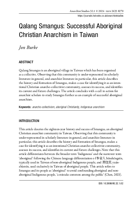 (PDF) Qalang Smangus: Successful Aboriginal Christian Anarchism in ...