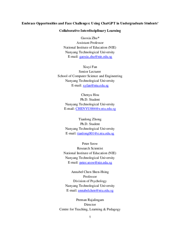 (PDF) Embrace Opportunities and Face Challenges: Using ChatGPT in Undergraduate Students ...
