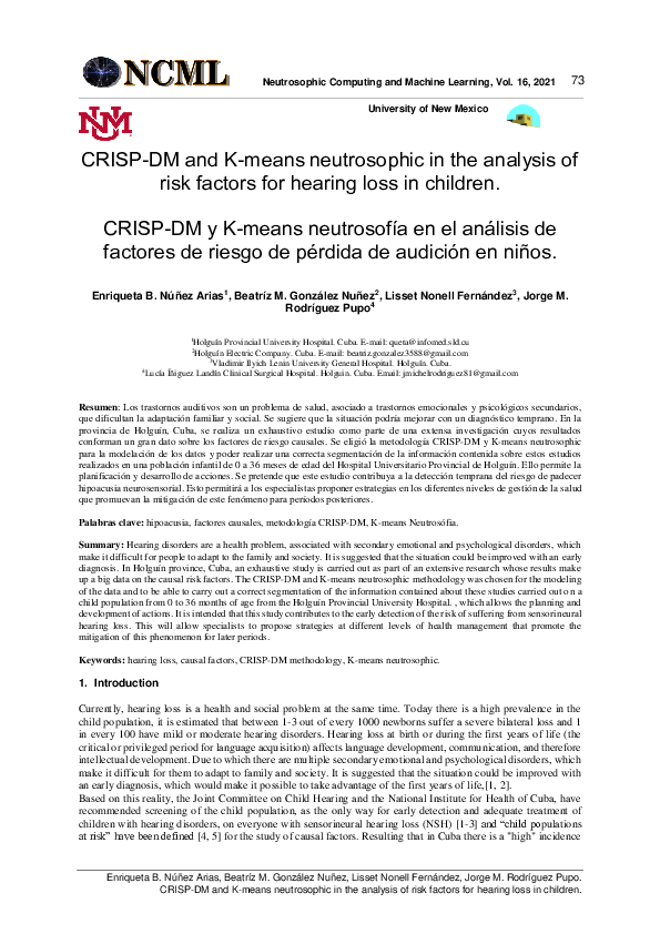 (PDF) CRISP-DM y K-means neutrosofía en el análisis de factores de ...