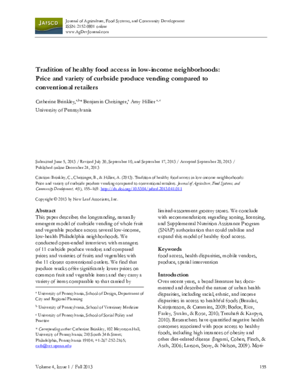 (PDF) Tradition of Healthy Food Access in Low-Income Neighborhoods ...