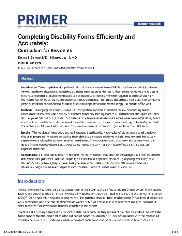 (PDF) Completing Disability Forms Efficiently and Accurately | Hikmet ...
