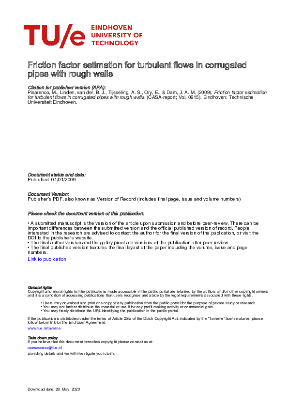 (PDF) Friction factor estimation for turbulent flows in corrugated ...