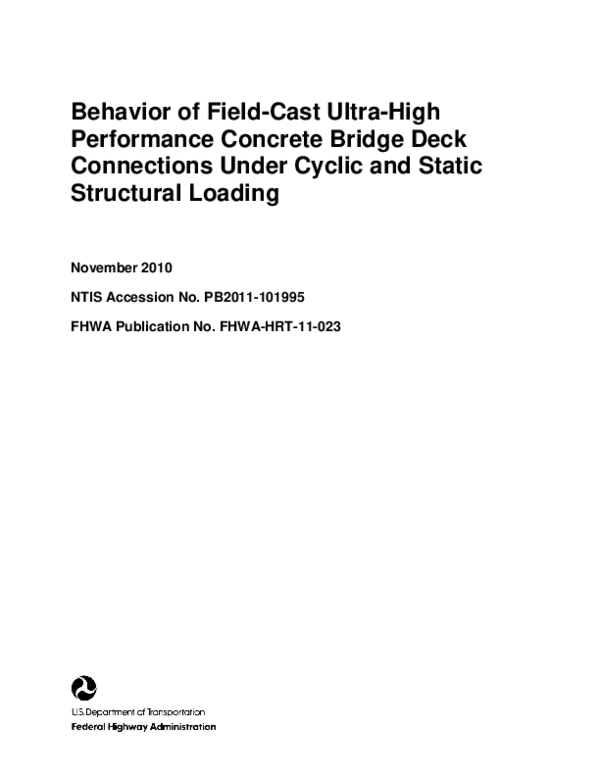 (PDF) Behavior of Field-Cast Ultra-High Performance Concrete Bridge Deck Connections Under ...