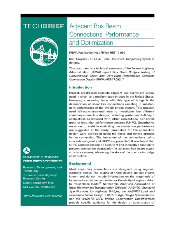 (PDF) Adjacent Box Beam Connections: Performance and Optimization