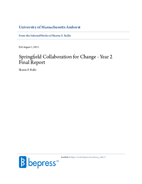 (PDF) Springfield Collaboration for Change - Year 2 Final Report | Sharon Rallis - Academia.edu