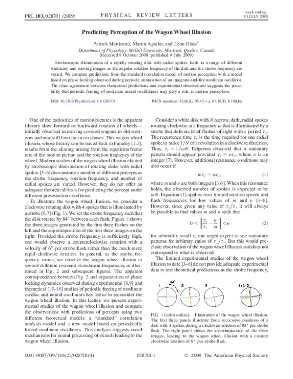 (PDF) Wagon Wheel Illusion: A Perception Prediction Model