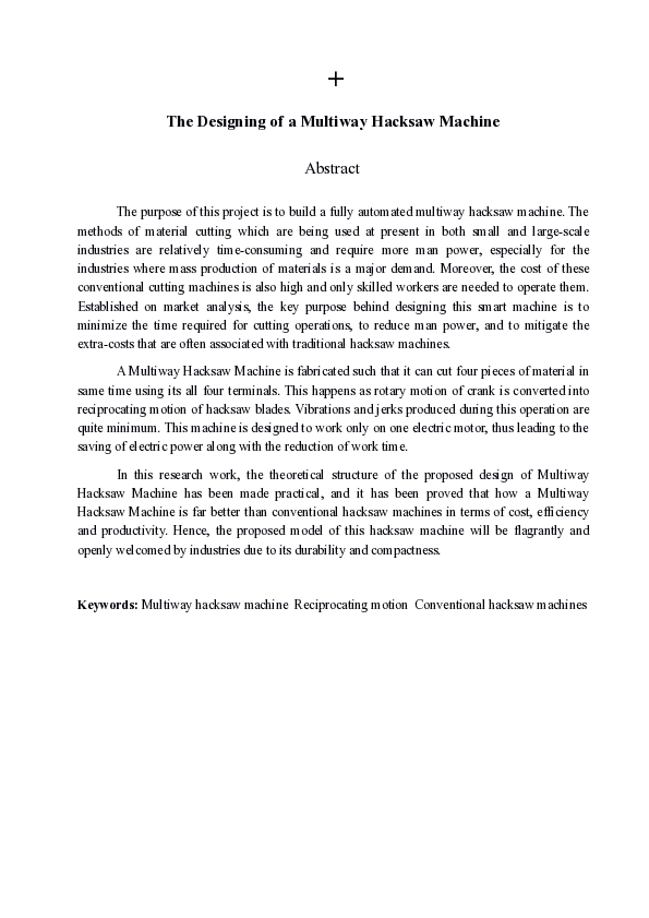(PDF) Fabrication of Fully Automated Multiway Hacksaw Machine