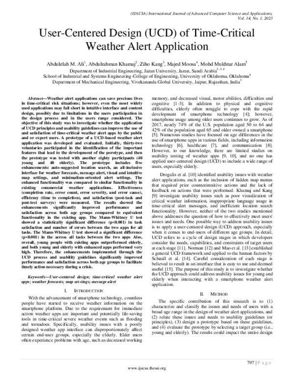 (PDF) User-Centered Design (UCD) of Time-Critical Weather Alert Application