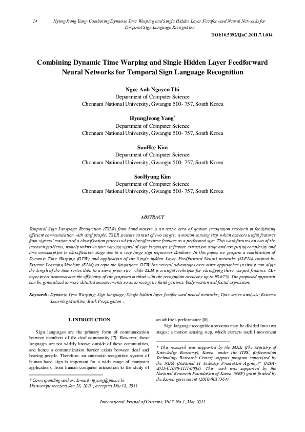 (PDF) Combining Dynamic Time Warping and Single Hidden Layer Feedforward Neural Networks for ...