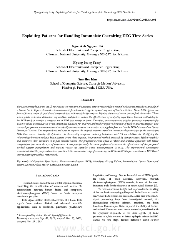 (PDF) Exploiting Patterns for Handling Incomplete Coevolving EEG Time Series