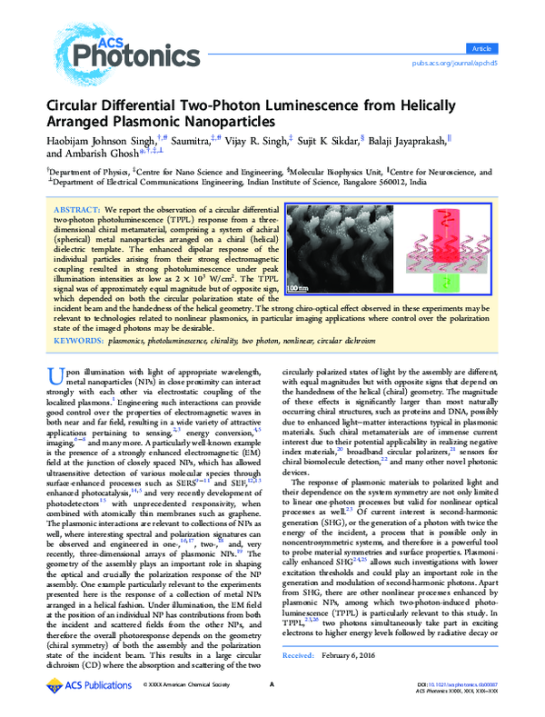 (PDF) Circular Differential Two-Photon Luminescence from Helically Arranged Plasmonic Nanoparticles