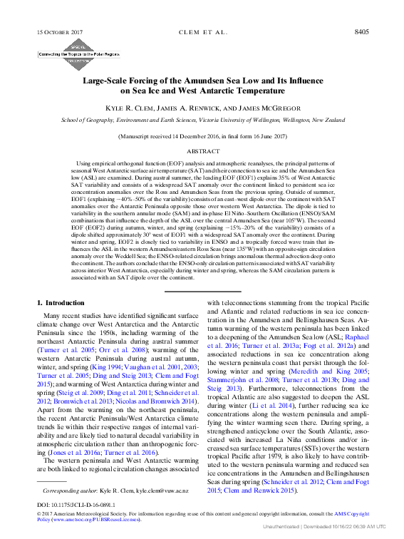 (PDF) Large-Scale Forcing of the Amundsen Sea Low and Its Influence on ...