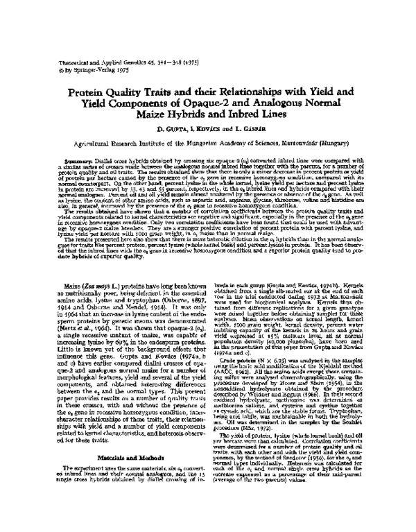 (PDF) Protein quality traits and their relationships with yield and yield components of opaque-2 ...