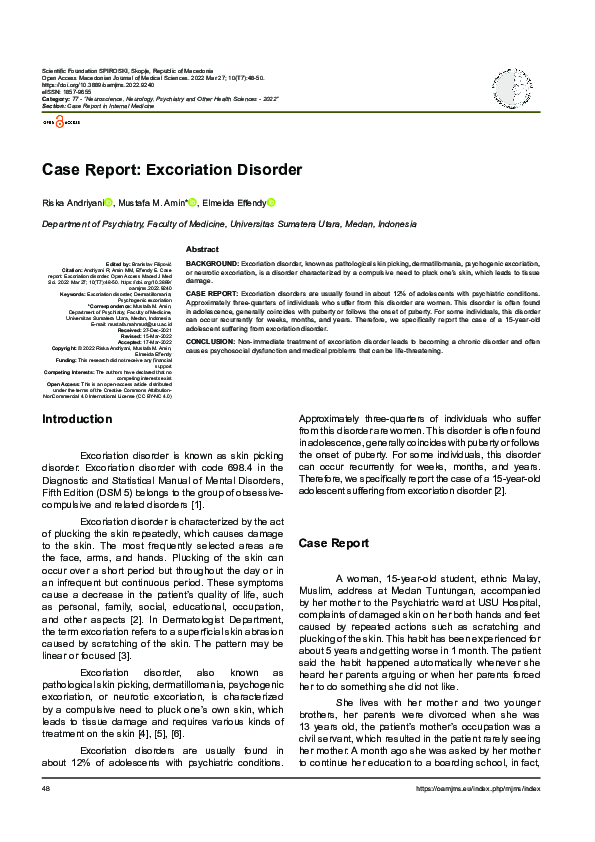 (PDF) Case Report: Excoriation Disorder