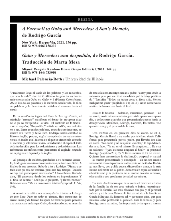 (PDF) Gabo y Mercedes: una despedida