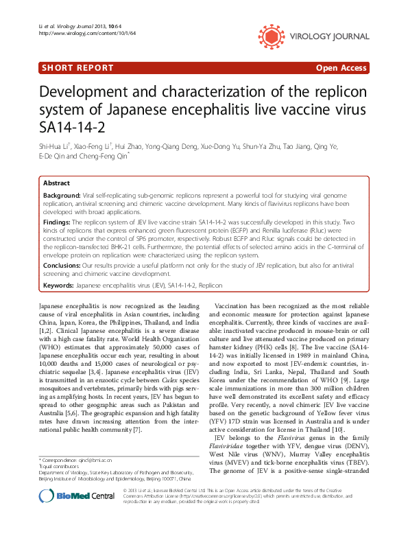 (PDF) Development and characterization of a replicon-based phenotypic ...