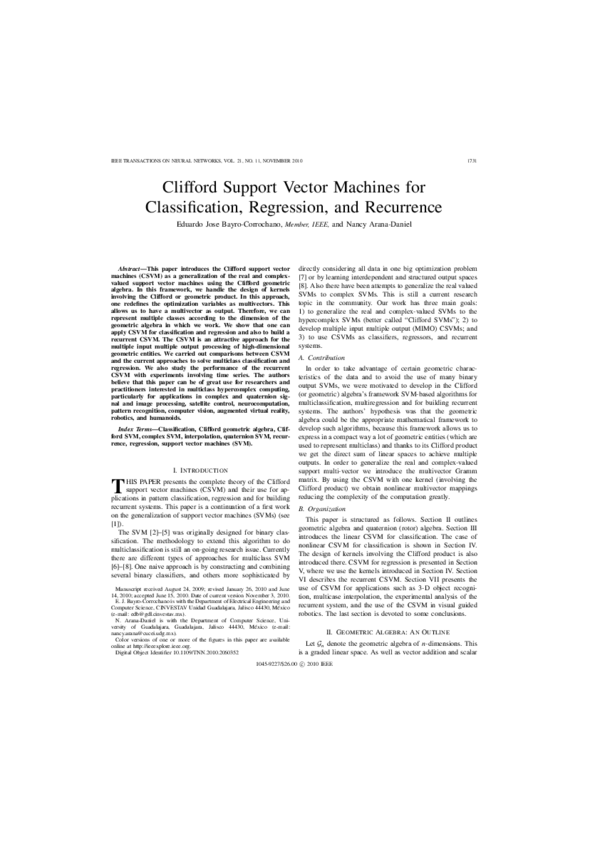 (PDF) Clifford Support Vector Machines for Classification