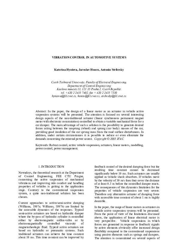 (PDF) Vibration Control in Automotive Systems