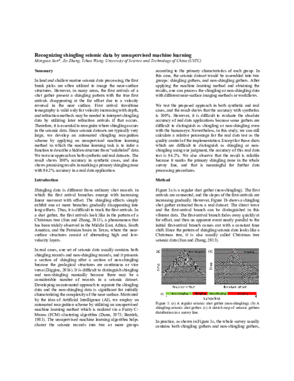 (PDF) Recognizing shingling seismic data by unsupervised machine learning