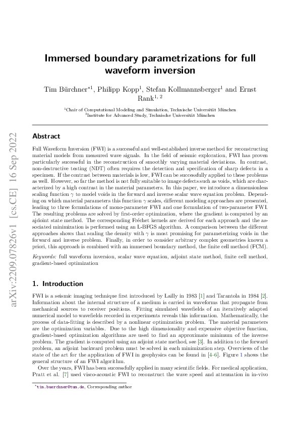 (PDF) Immersed boundary parametrizations for full waveform inversion
