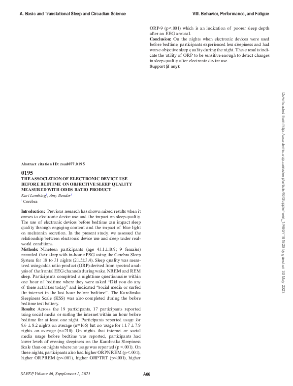 (PDF) 0195 The association of electronic device use before bedtime on ...