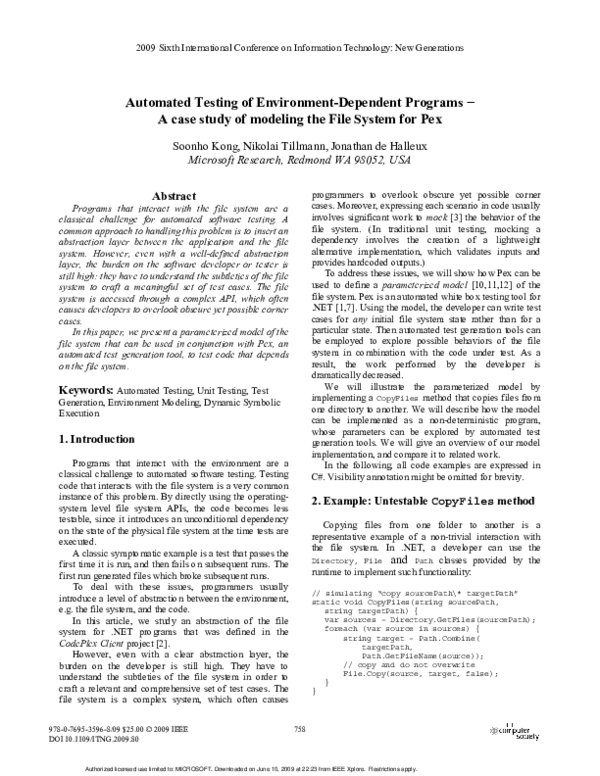 (PDF) Automated Testing of Environment-Dependent Programs - A Case ...