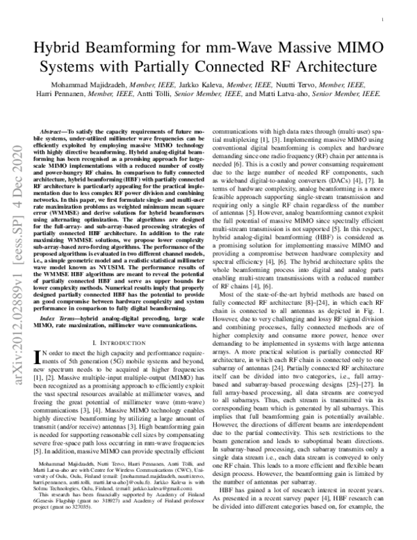 (PDF) Hybrid Beamforming for mm-Wave Massive MIMO Systems with ...