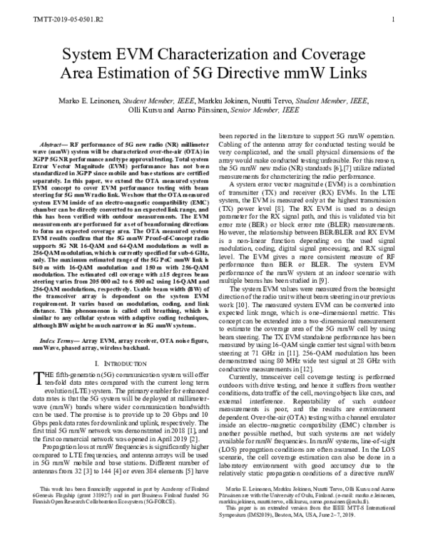 (PDF) System EVM Characterization and Coverage Area Estimation of 5G ...