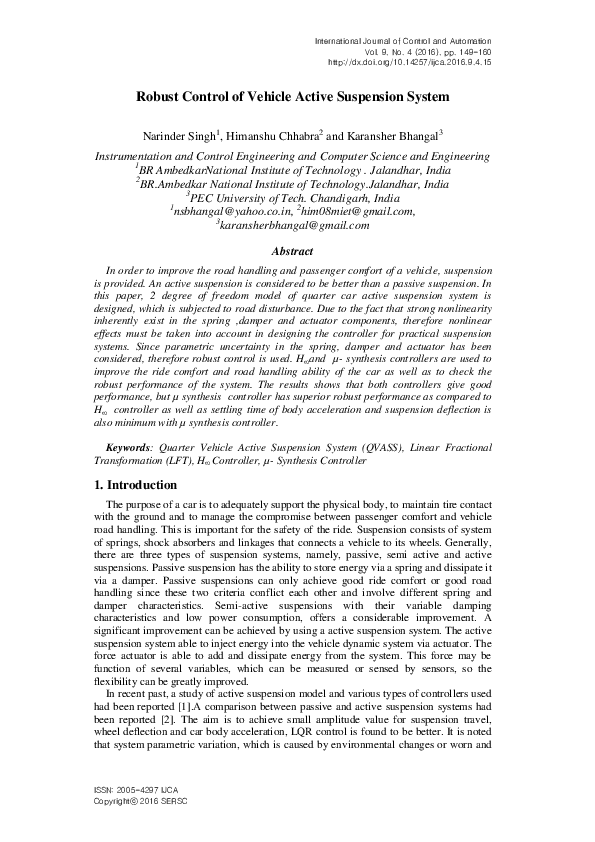 (PDF) Robust Control of Vehicle Active Suspension System