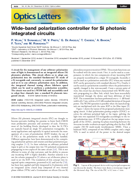 (PDF) Wide-band polarization controller for Si photonic integrated circuits