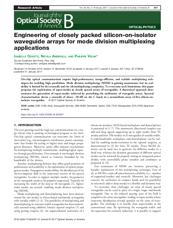 (PDF) Engineering of closely packed silicon-on-isolator waveguide ...