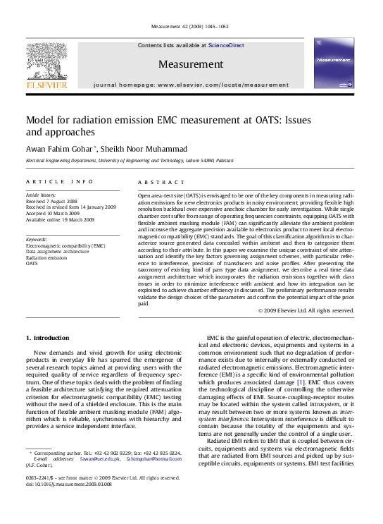(PDF) Model for radiation emission EMC measurement at OATS: Issues and ...