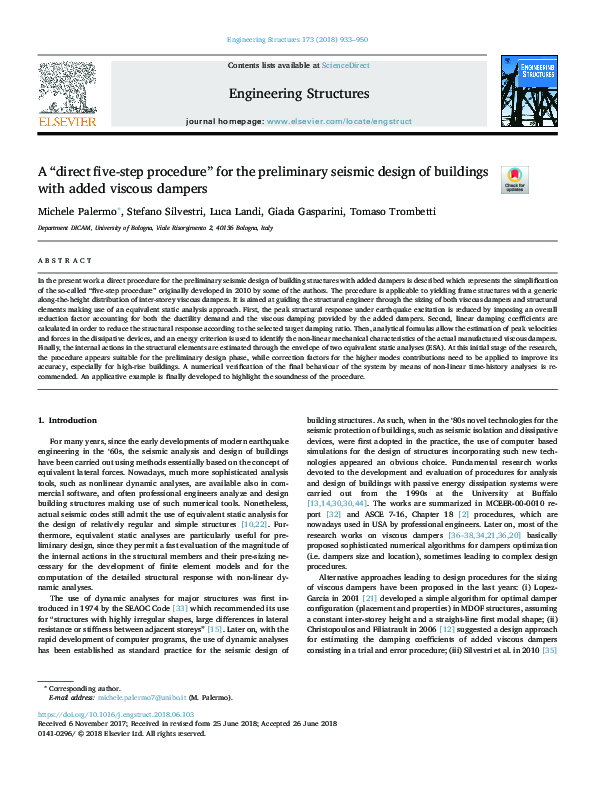 Pdf A “direct Five Step Procedure” For The Preliminary Seismic Design Of Buildings With Added