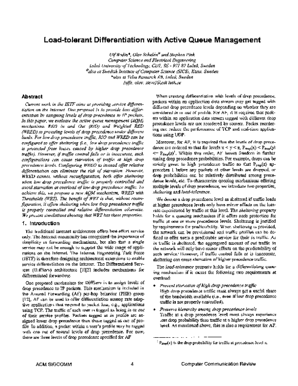 (PDF) Load-tolerant differentiation with active queue management