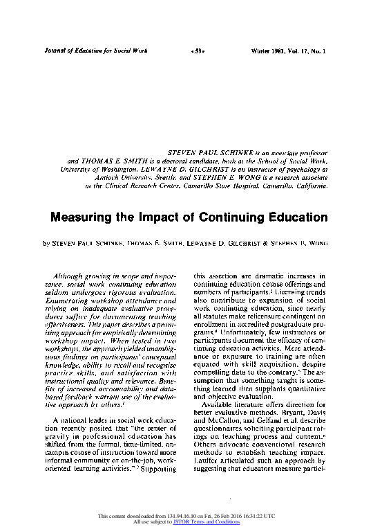 (PDF) Measuring the Impact of Continuing Education